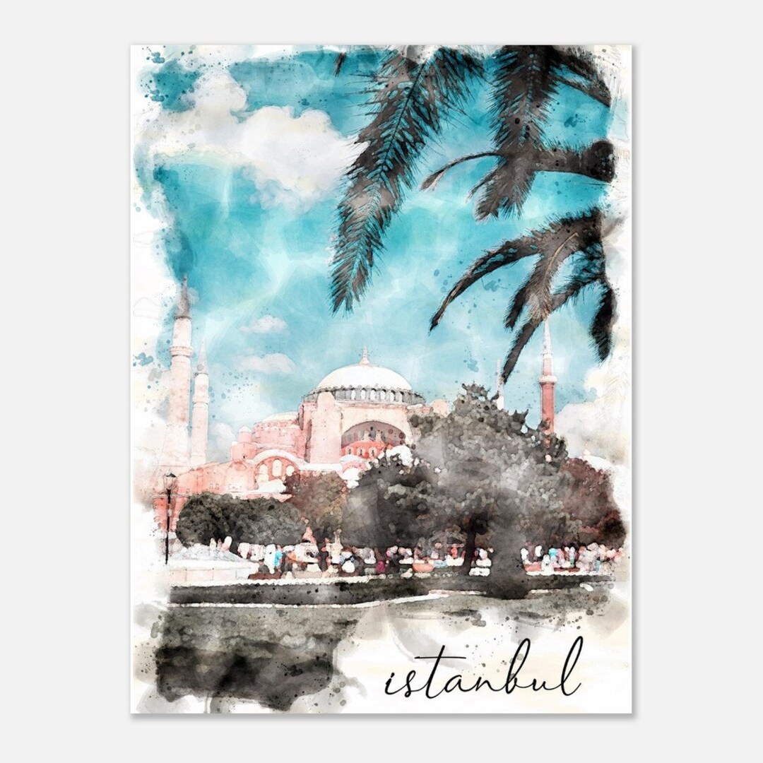 Istanbul Poster Turkey Türkiye Wallart Turkish Mosque Ayasofya Hagia ...