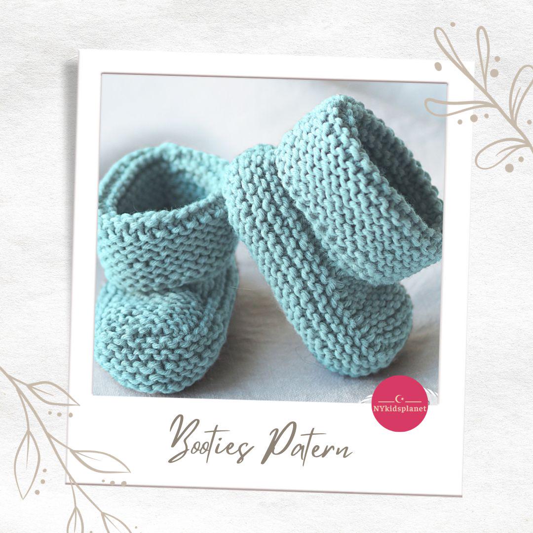 Baby Booties Knitting Pattern- Easy Baby Bootie Pattern- Cuffed Baby ...