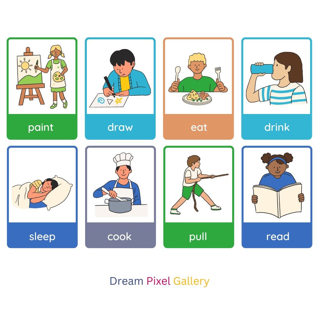 Verb Flashcards Pre-school Verb Activity Verb Cards Flashcards English ...