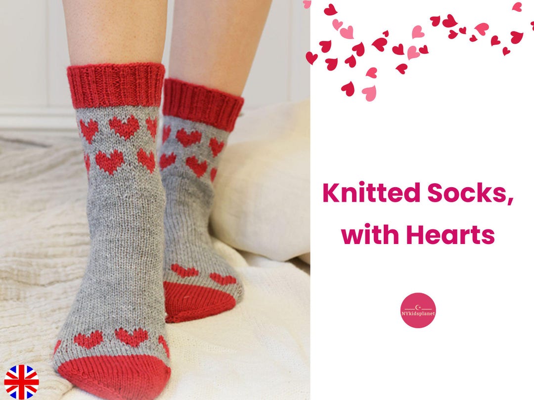 Knitted Socks With Hearts Pattern- Valentines Day Special Socks Pattern ...