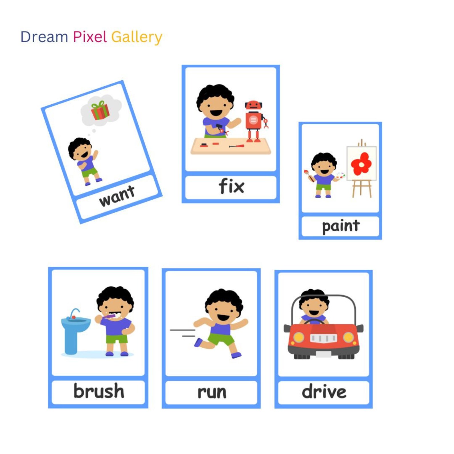 Verb Flashcards Pre-school Verb Activity Verb Cards Flashcards English ...