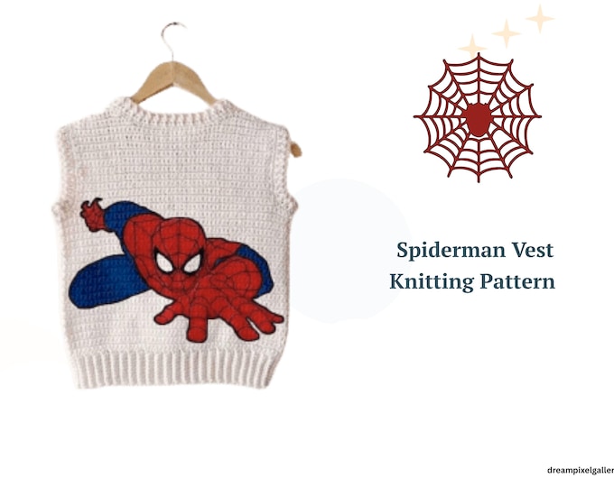 4 Designs Spiderman Sweaters Vintage Knitting Pattern Picture Character ...