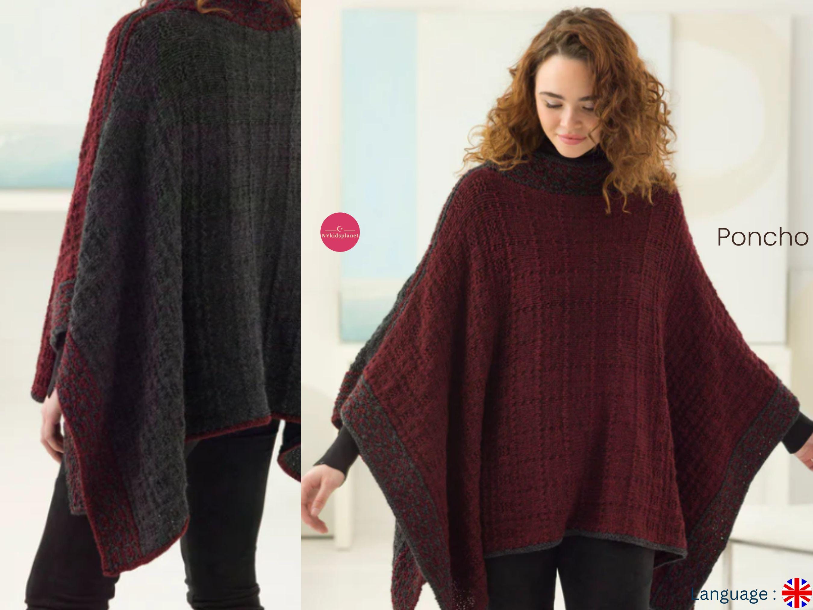Easy Textured Stitch Poncho for Adult Girls Women- Beginer Level Poncho ...