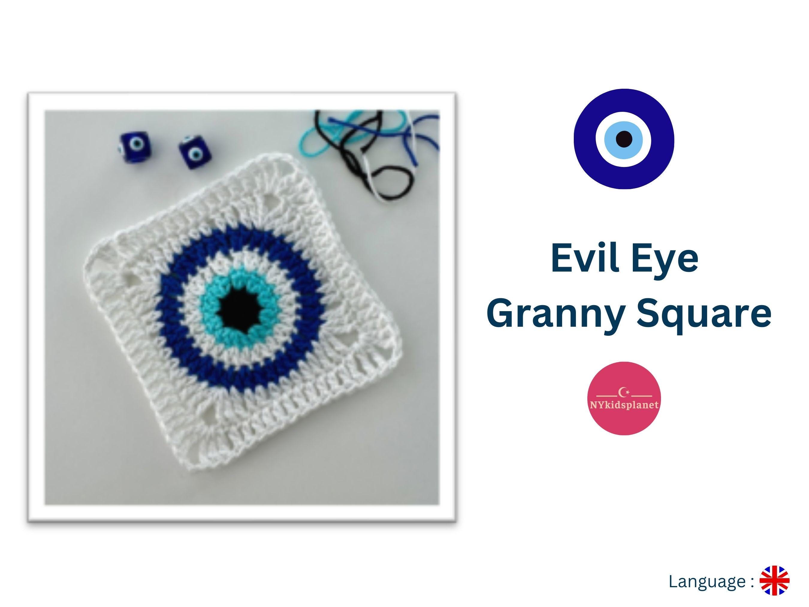 Evil Eye Granny Square- Evil Eye Granny Square Crochet Pattern Instant ...