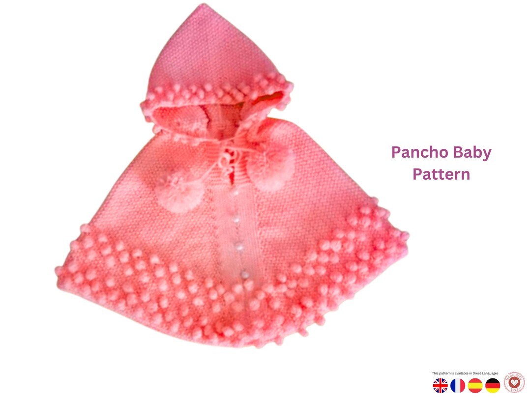 Baby Pancho Knitting Pattern – Hooded Popcorn Poncho – Cozy Baby Gift ...