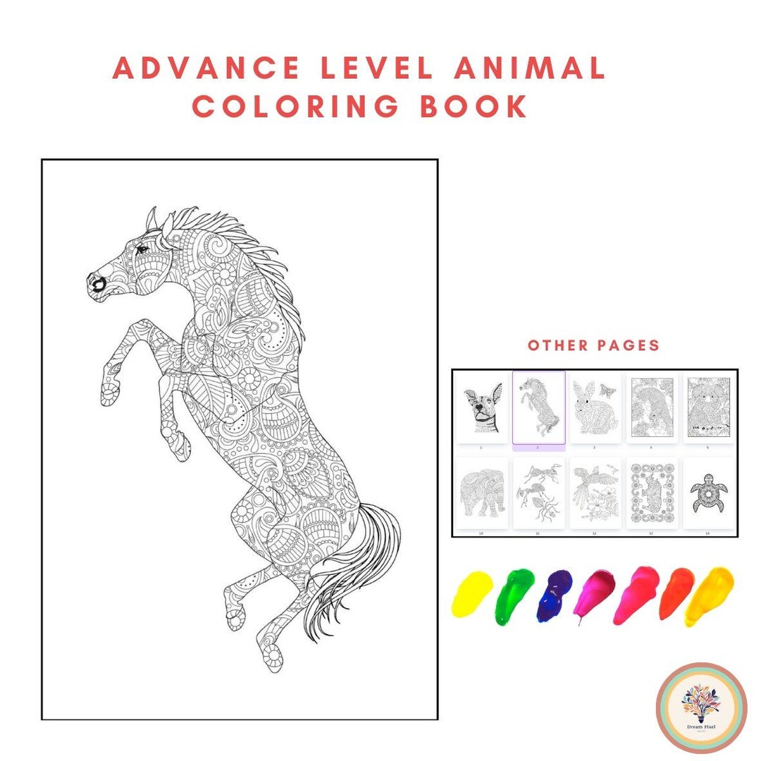 Printable Animal Coloring Pages, Advance Level Coloring Book for Adult ...