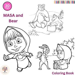Masha and the Bear, Fairy Tale Masha and the Bear, Fun at Home Activity, Relax and Color Masha ...