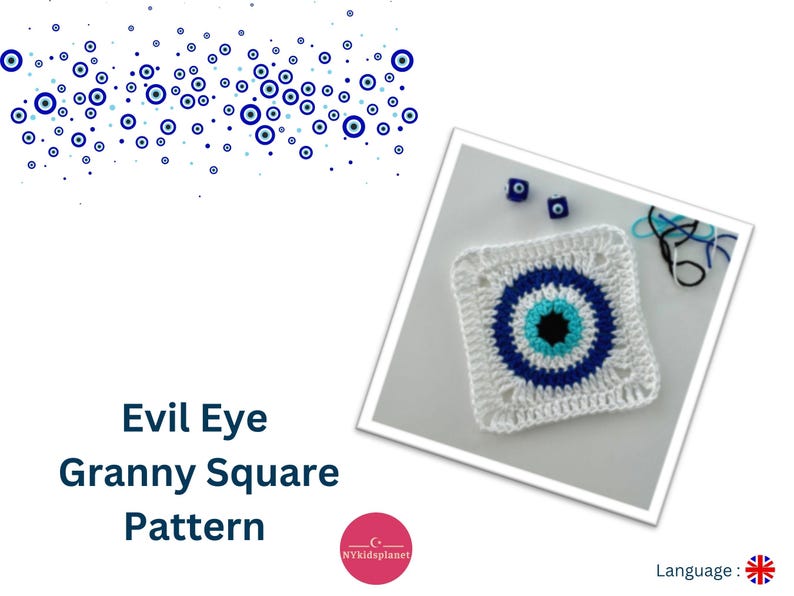 Evil Eye Granny Square- Evil Eye Granny Square Crochet Pattern Instant ...