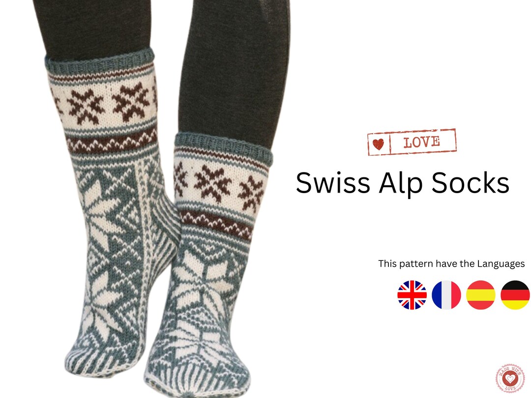 Swiss Alp Socks – Knitting Pattern for Warm Winter Socks, Fair Isle ...