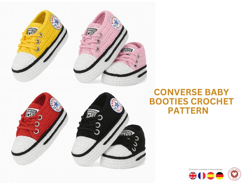 Crochet Baby Converse Style Booties Pattern – PDF Crochet Shoes for ...