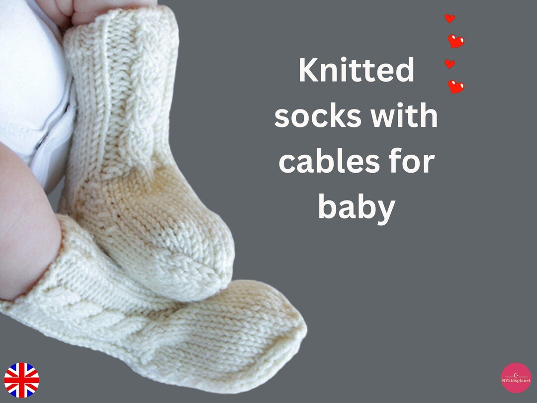 Knitted Socks With Cables for Baby - Simple KNITTING PATTERN, Baby ...