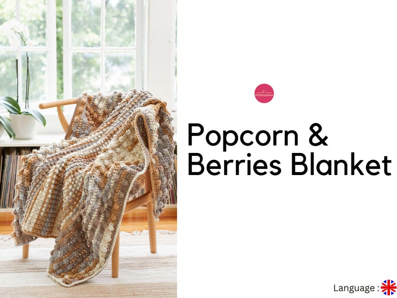Popcorn and Barries Blanket- Crochet Blanket Popcorn and Berries ...