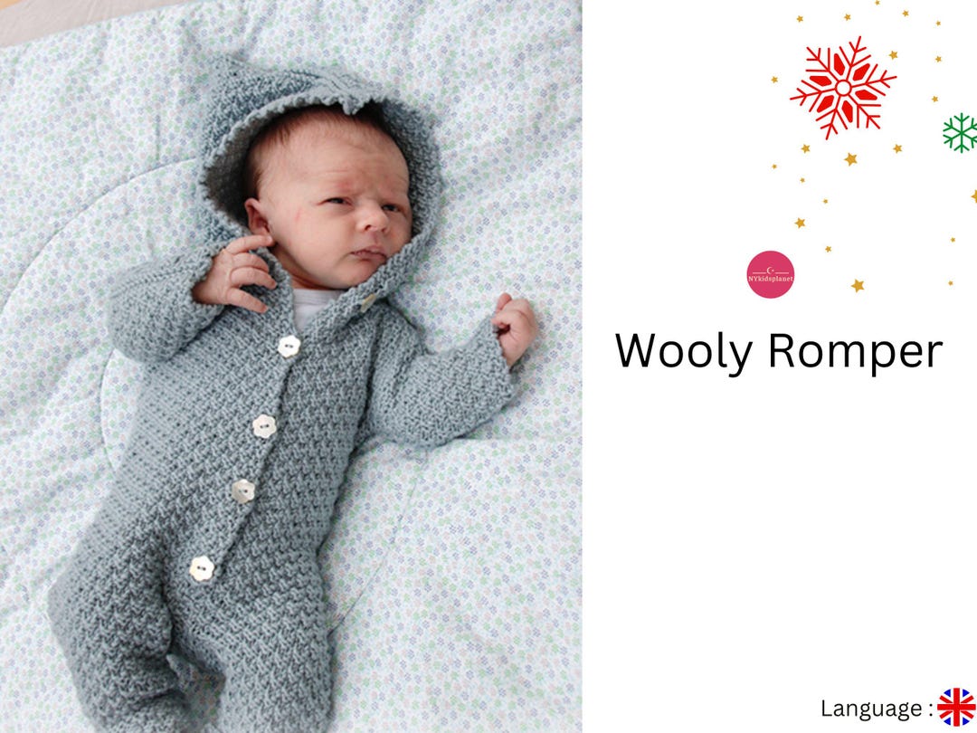 Romper Wooly- Newborn Baby Romper Wooly- Knittng Pattern Baby Romper ...