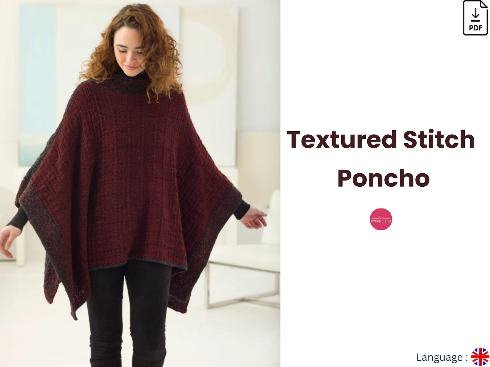 Easy Textured Stitch Poncho for Adult Girls Women- Beginer Level Poncho ...