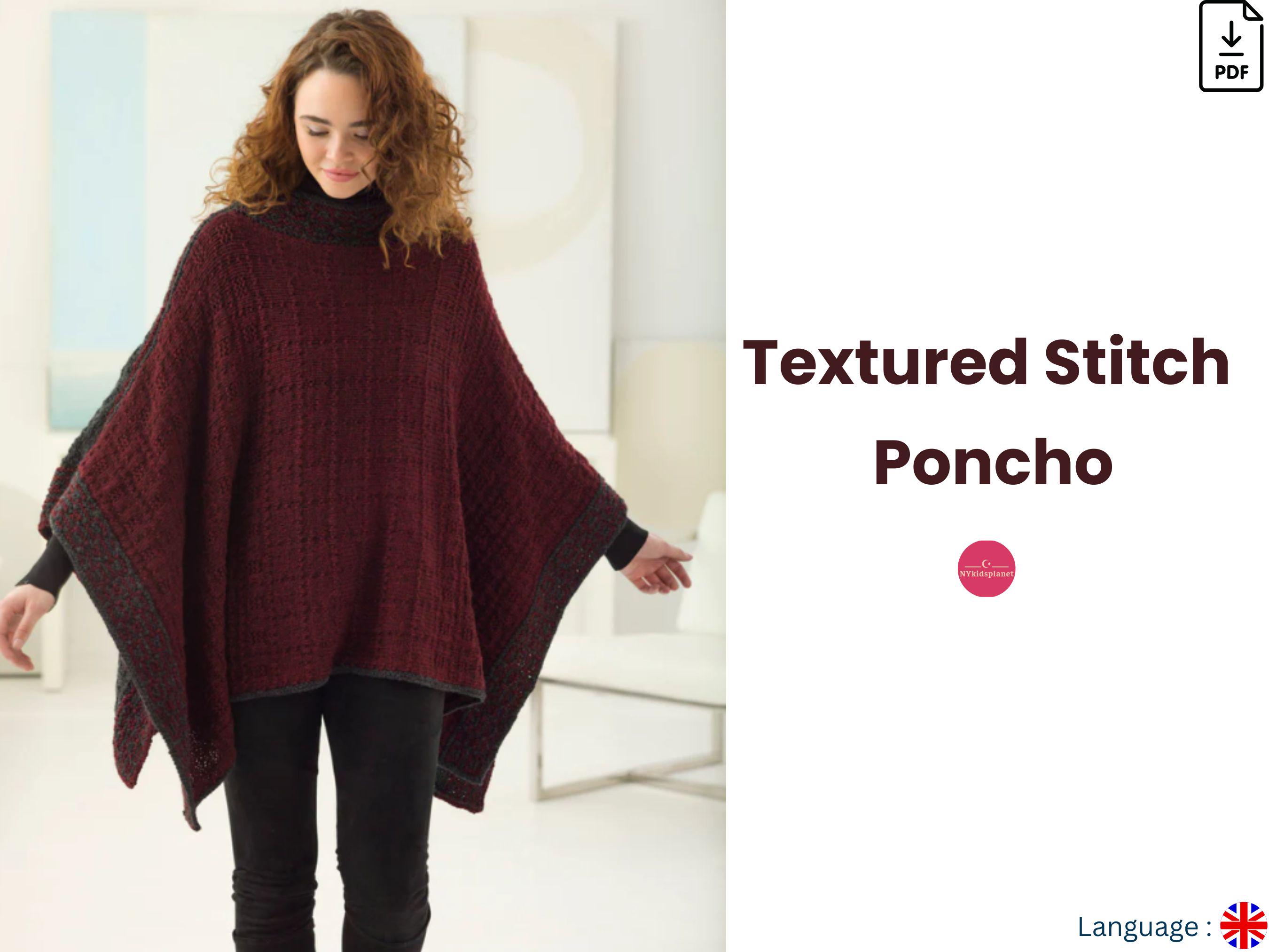 Easy Textured Stitch Poncho for Adult Girls Women- Beginer Level Poncho ...