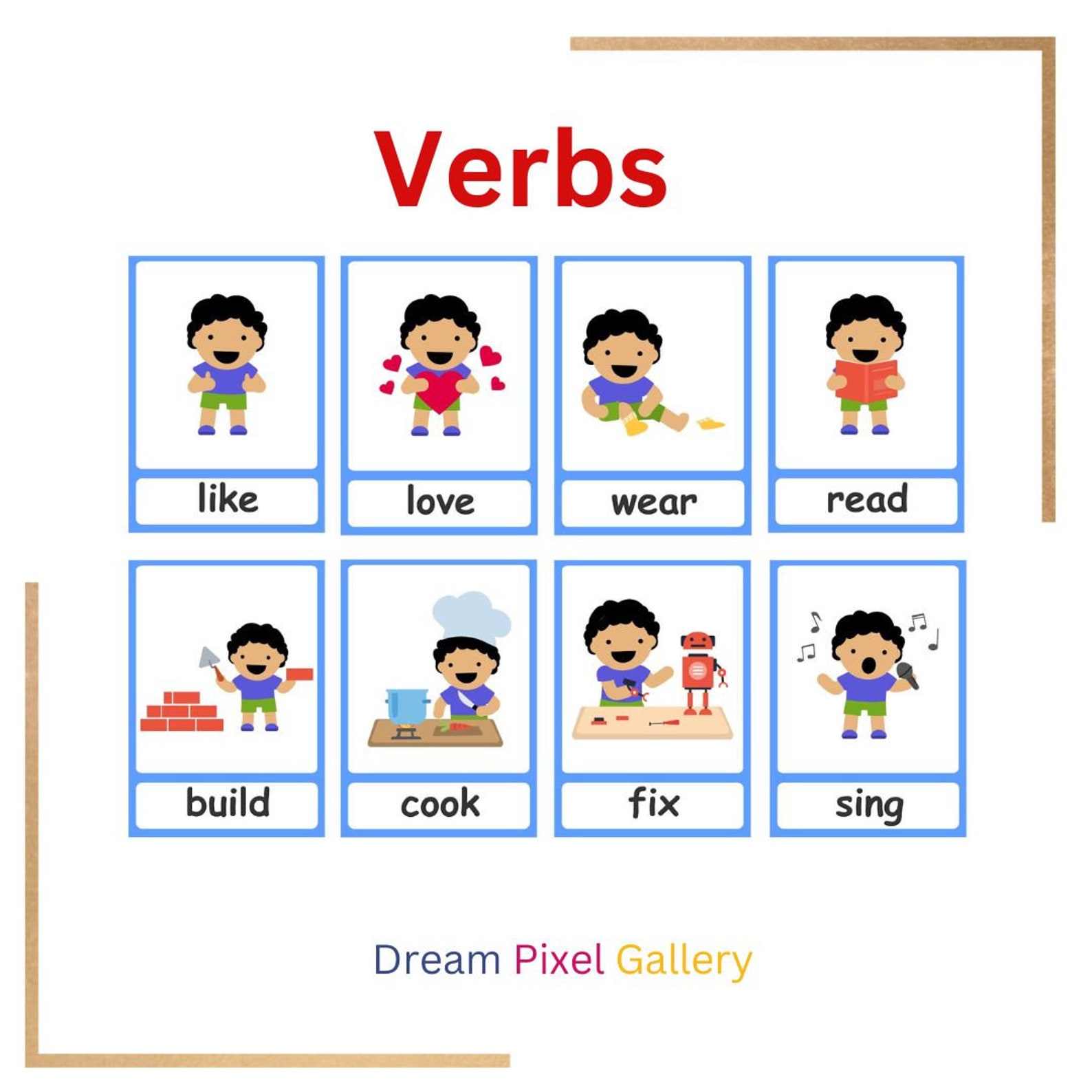 Verb Flashcards Pre-school Verb Activity Verb Cards Flashcards English ...