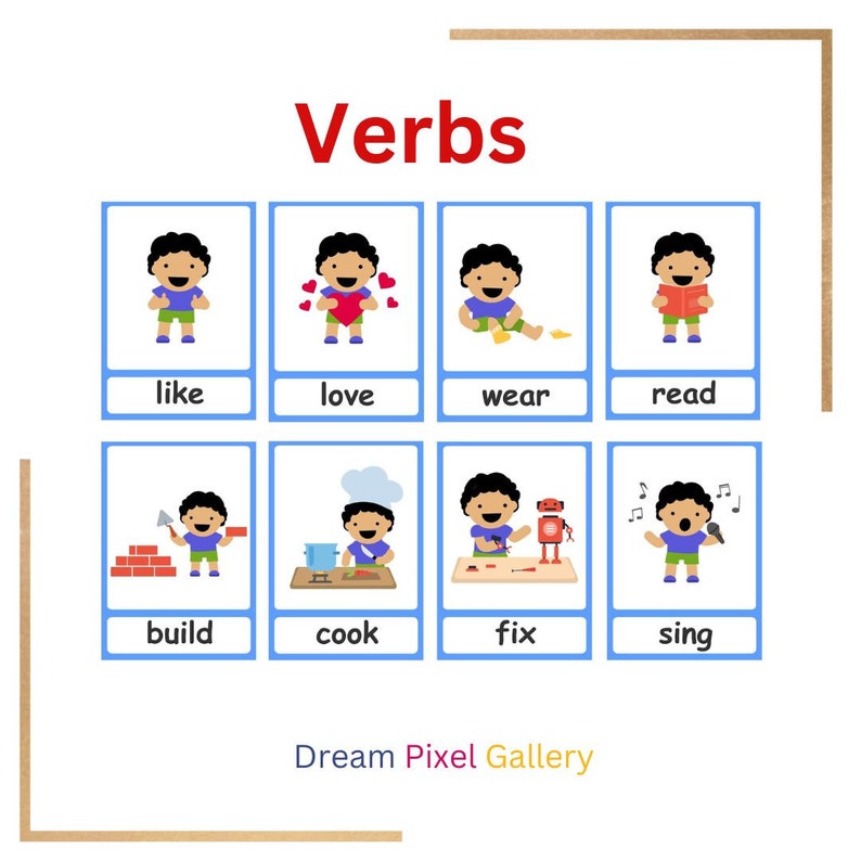 Verb Flashcards Pre-school Verb Activity Verb Cards Flashcards English ...