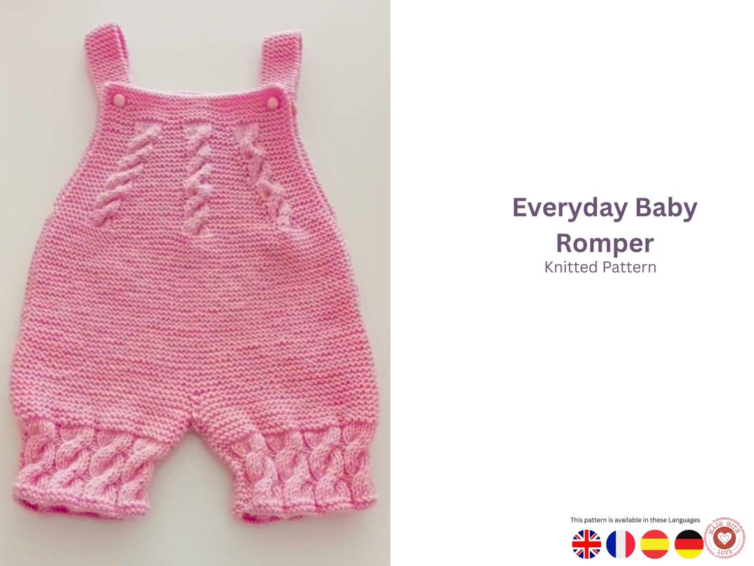 Everyday Baby Romper Knitting Pattern – Classic Cable Romper – Sizes 0 ...