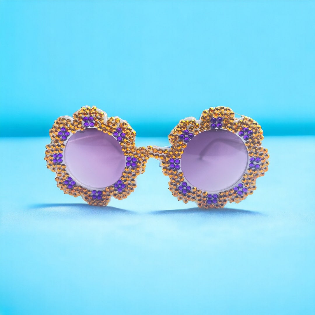 Girls' Bedazzled Flower Shaped Sunglasses - Etsy