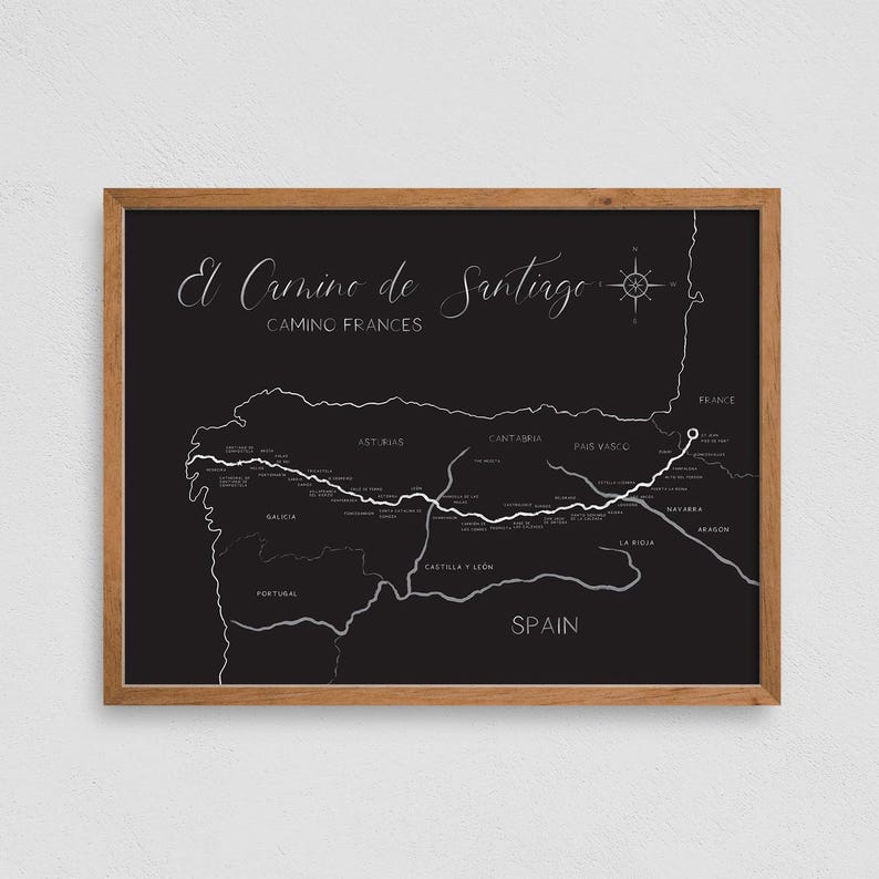 Camino De Santiago Poster, Hiking Print, Trail Wall Art, Camino Frances ...
