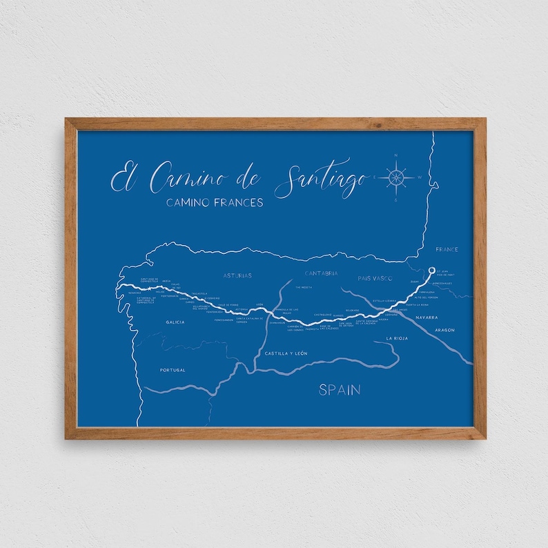 Camino De Santiago Poster, Hiking Print, Trail Wall Art, Camino Frances ...