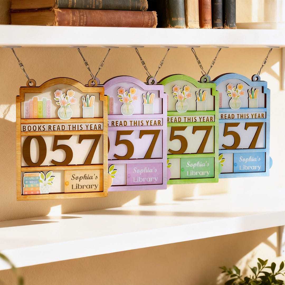 Personalized Wooden Books Read Tracker – Pastel Floral Library Decor - Etsy