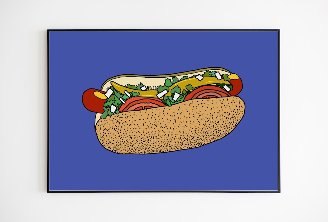 Chicago Hot Dog Summer Snack 5"x7" Print | Food Art Print - Etsy