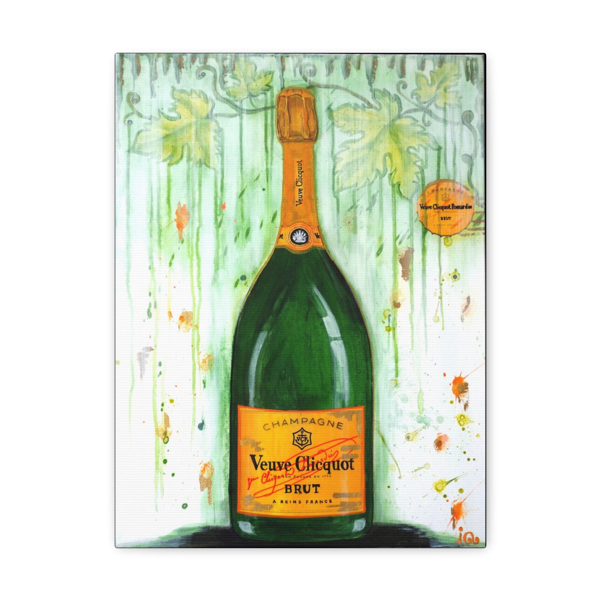 Champagne Bottle Art Print on Canvas Original Painting Trendy Canvas ...