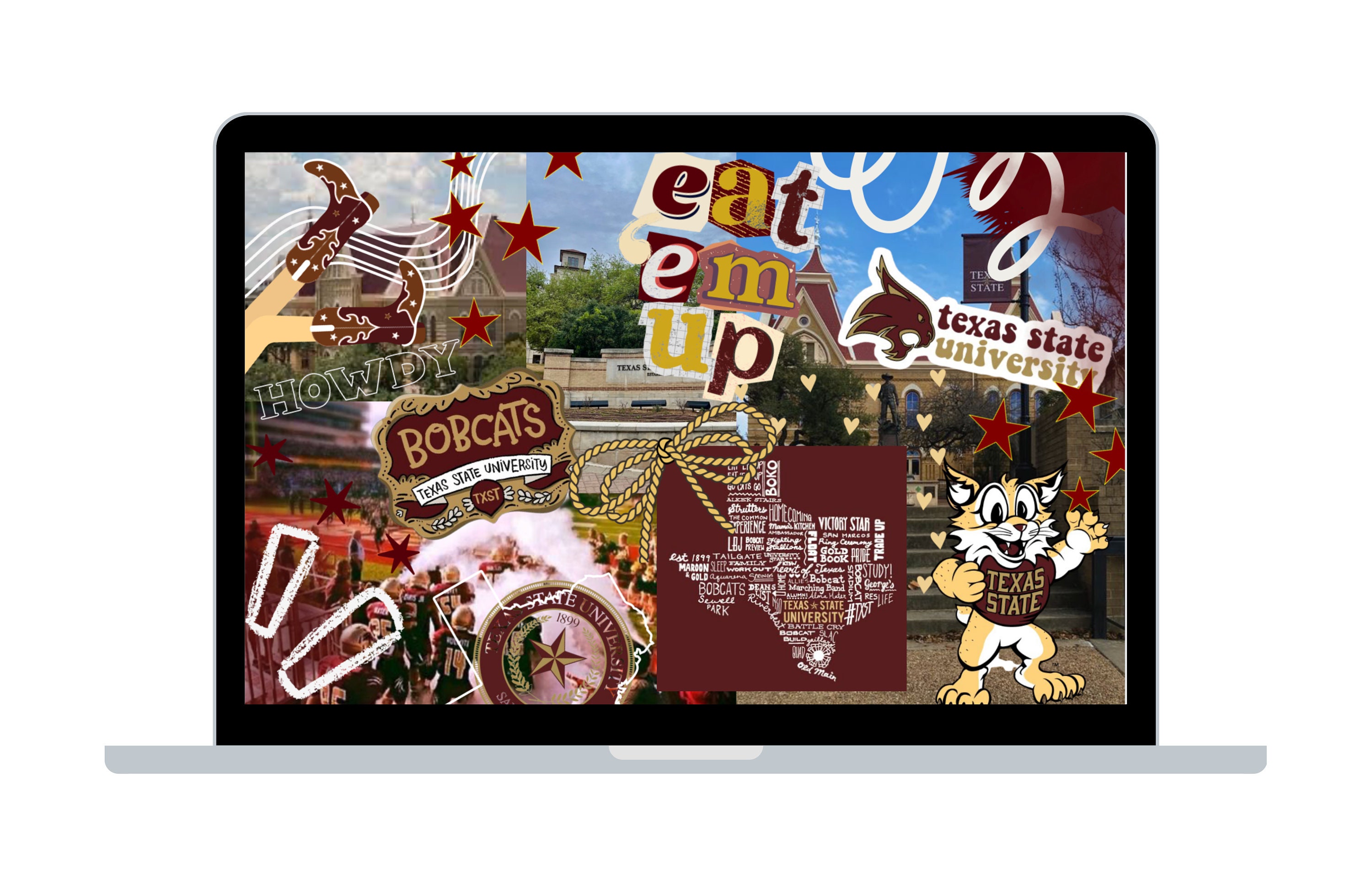 Texas State Digital Collage, Desktop Background, College Computer ...