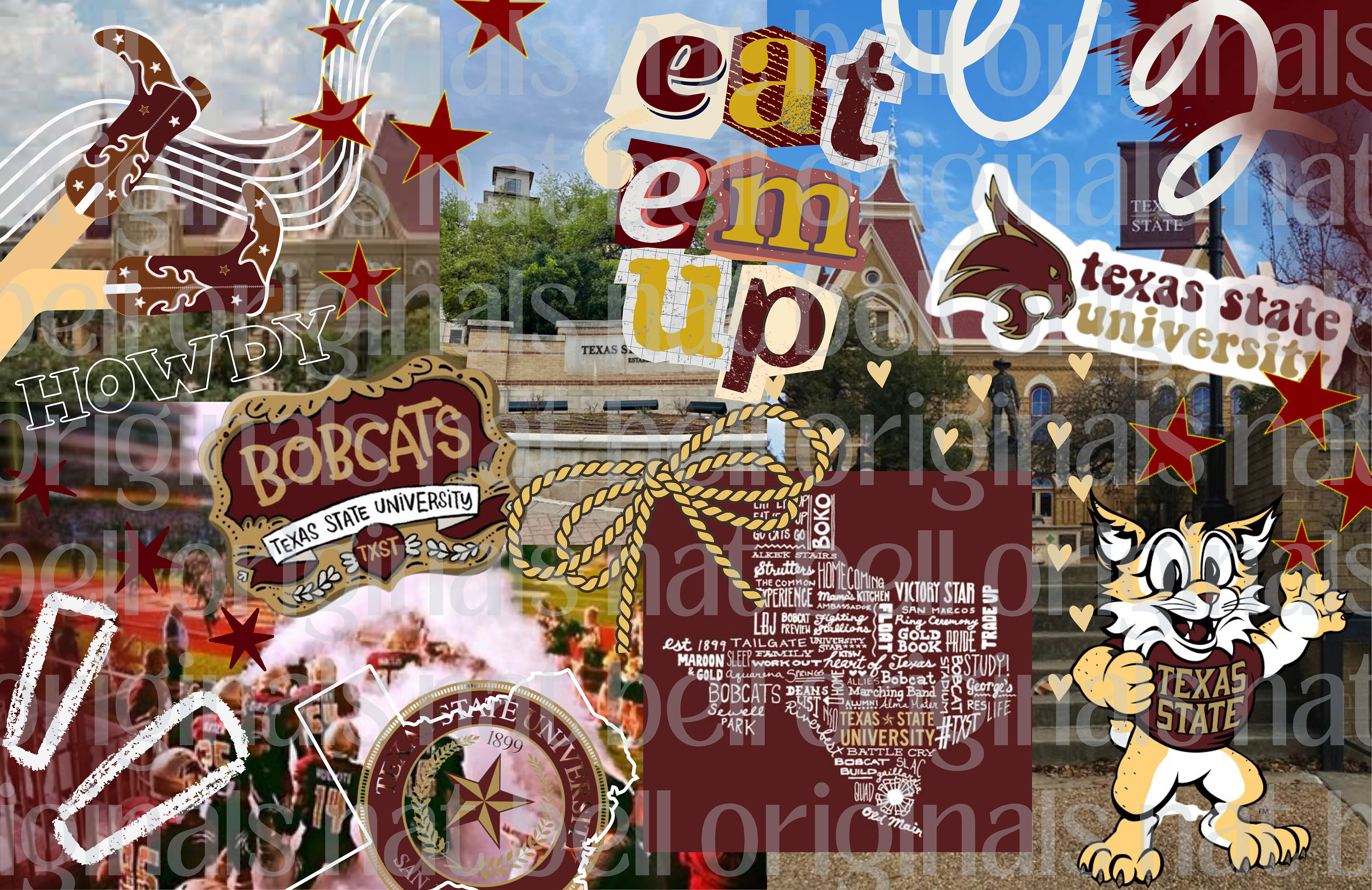 Texas State Digital Collage, Desktop Background, College Computer ...