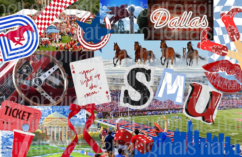 SMU Digital Collage, Desktop Background, College Computer Background - Etsy