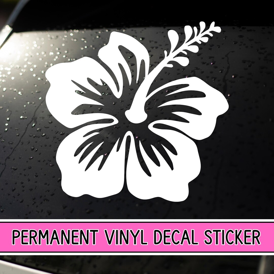 Hibiscus Hawaiian Flower Sticker Vinyl Decal Car Windows Waterproof ...