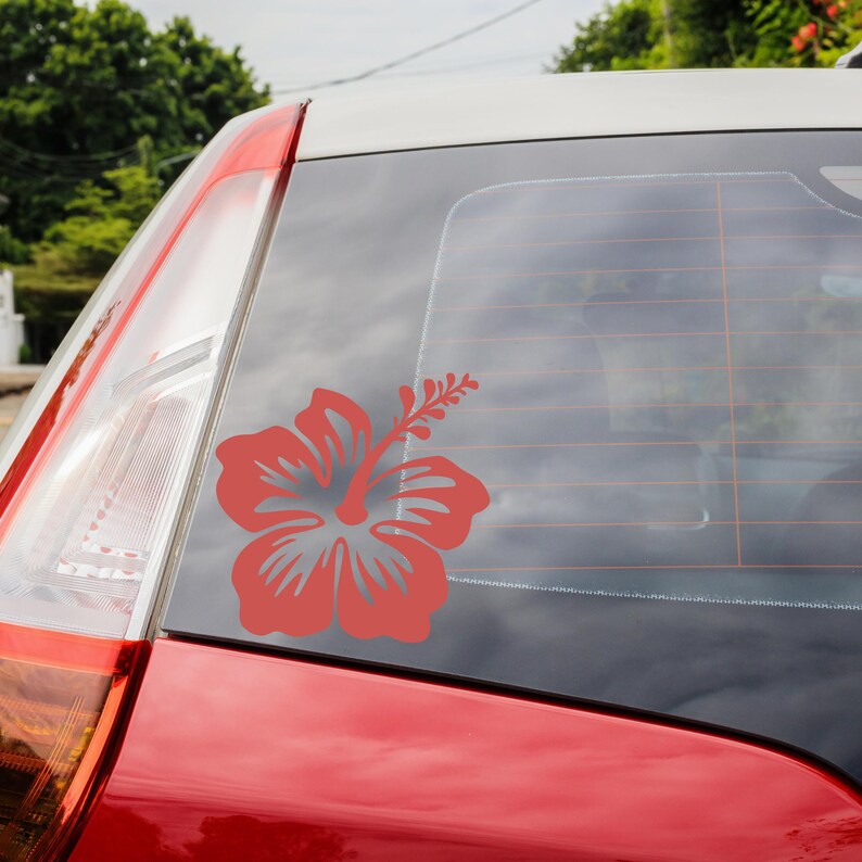 Hibiscus Hawaiian Flower Sticker Vinyl Decal Car Windows Waterproof ...