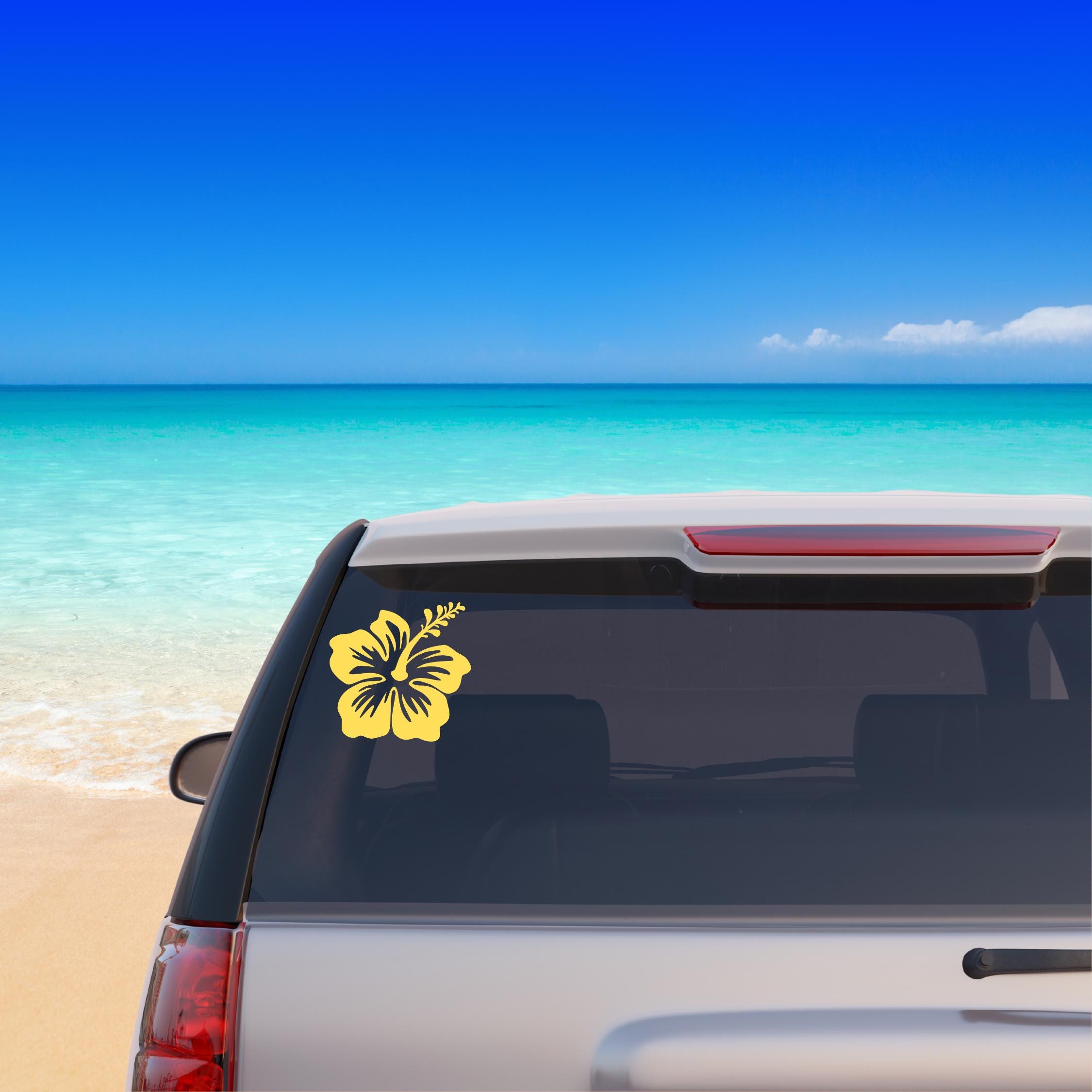 Hibiscus Hawaiian Flower Sticker Vinyl Decal Car Windows Waterproof ...