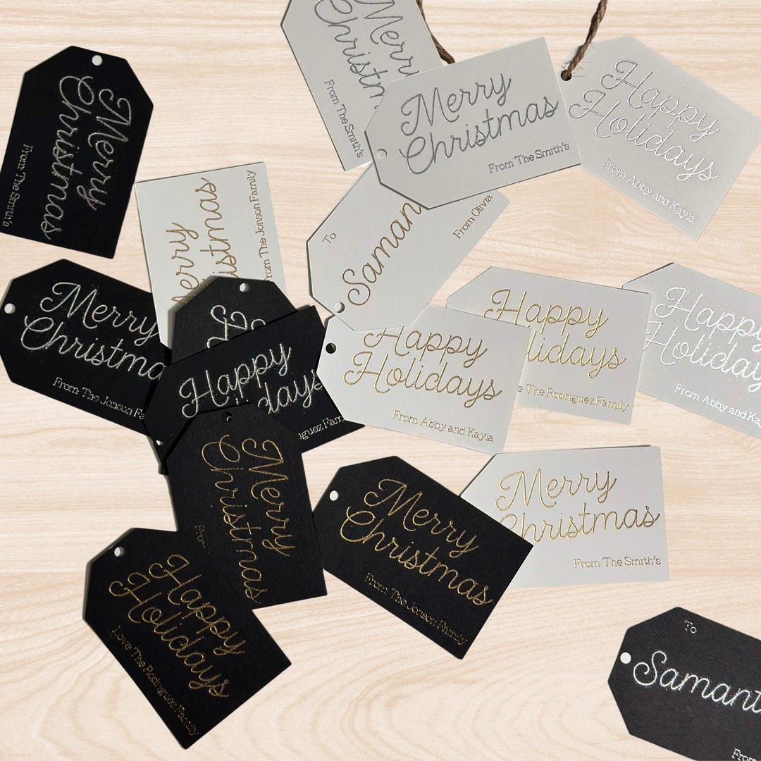 Personalized Holiday Gift Tags Custom Christmas Gift Tag Set Festive ...