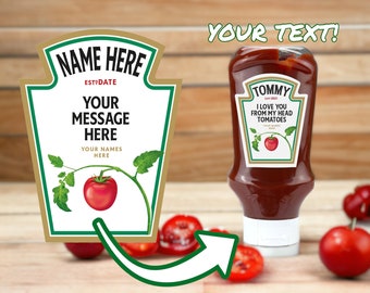 Personalised Tomato Ketchup Sauce Label Vinyl Sticker Funny Novelty ...