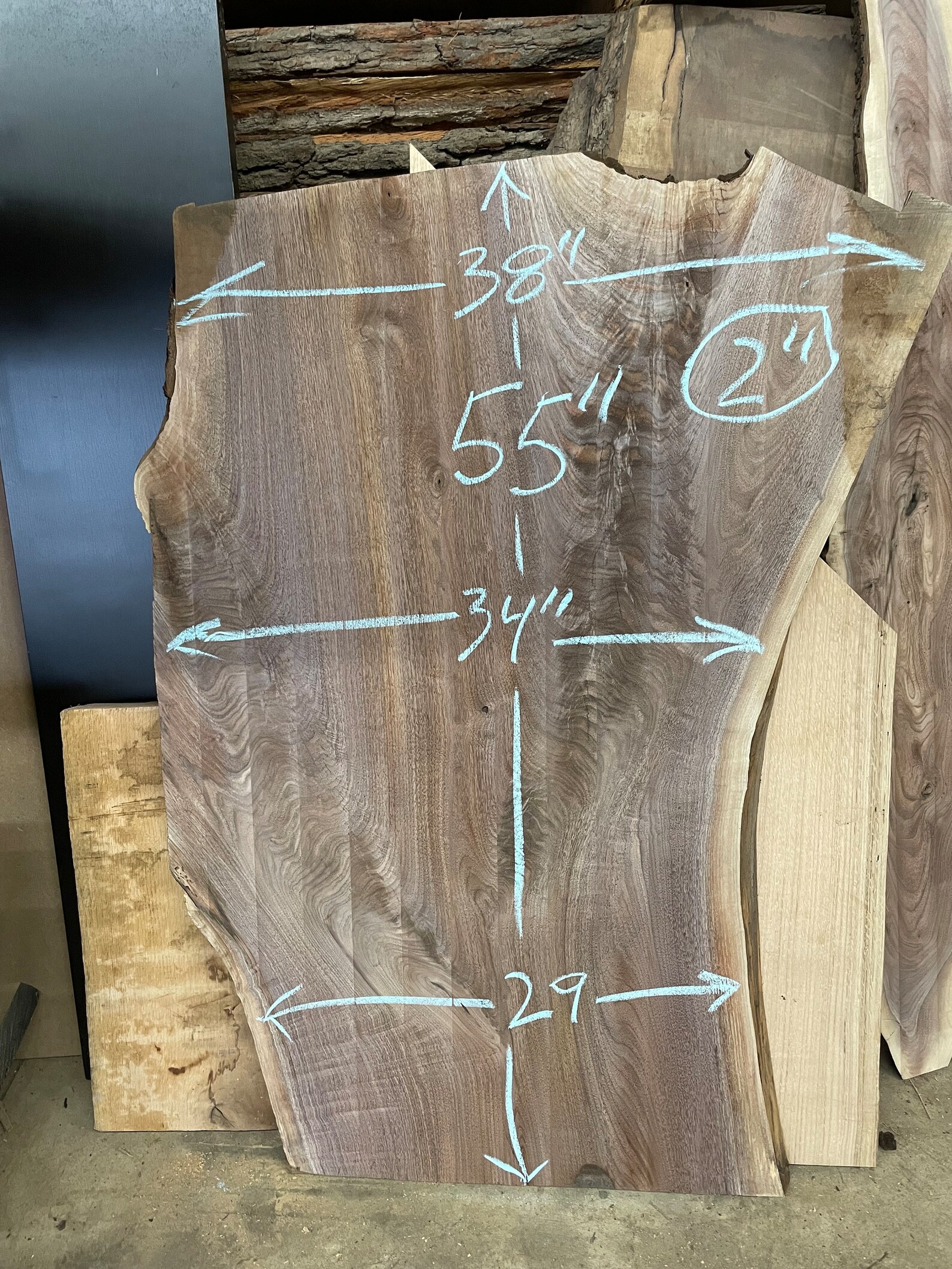 Black Walnut Live Edge Slab 55 X 38 X 2 - Etsy