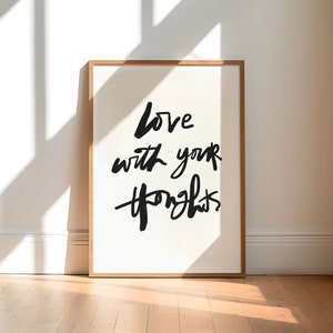 Love Quote Typography Poster - Black and White Brush Stroke Print ...