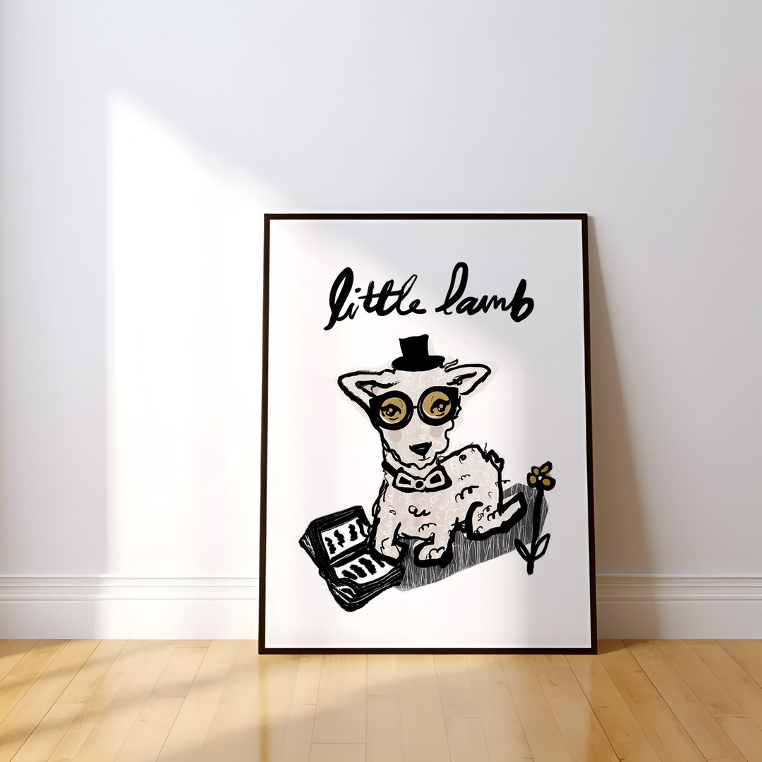 Little Lamb Animal Character Poster - Children's Nursery Illustration ...