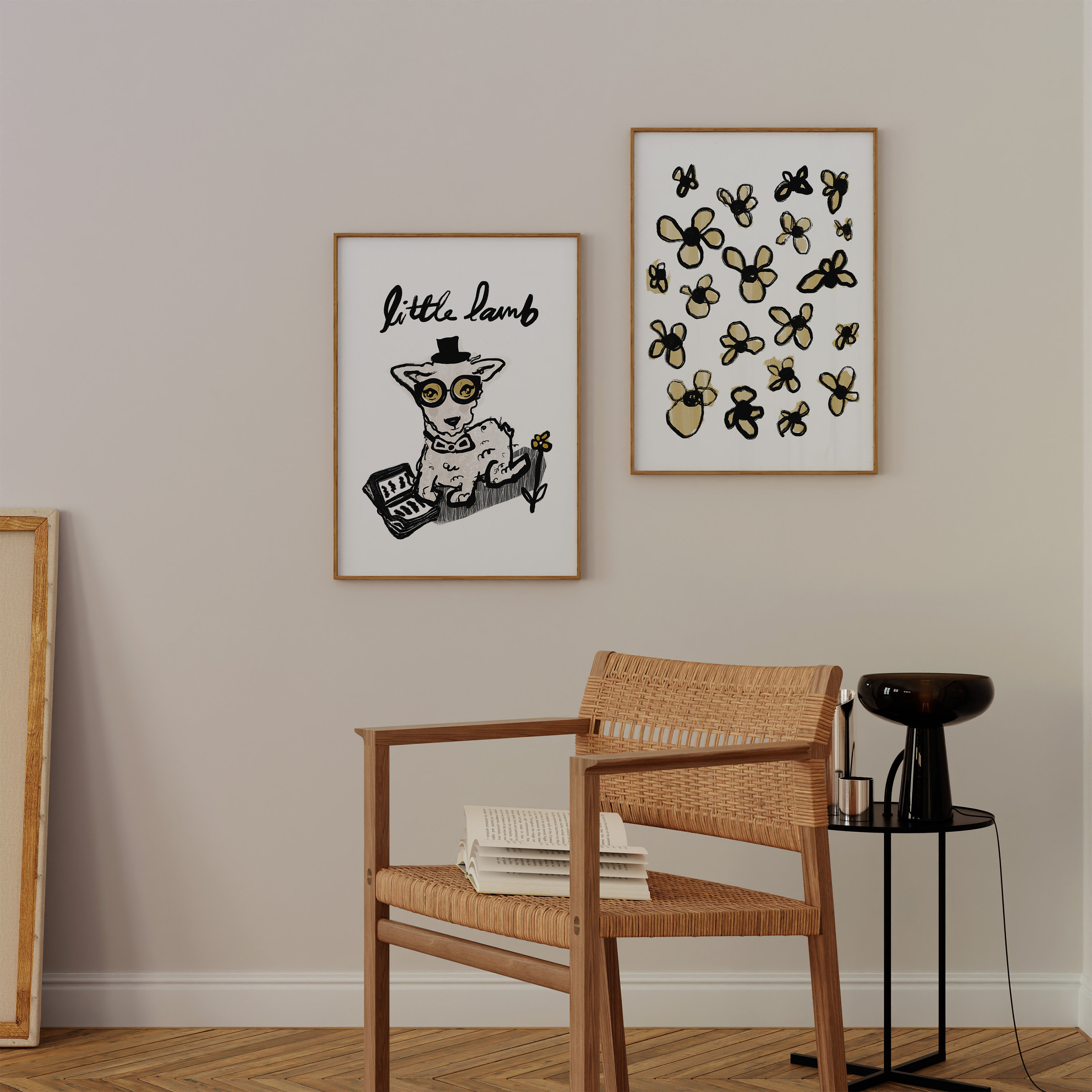 Little Lamb Animal Character Poster - Children's Nursery Illustration ...