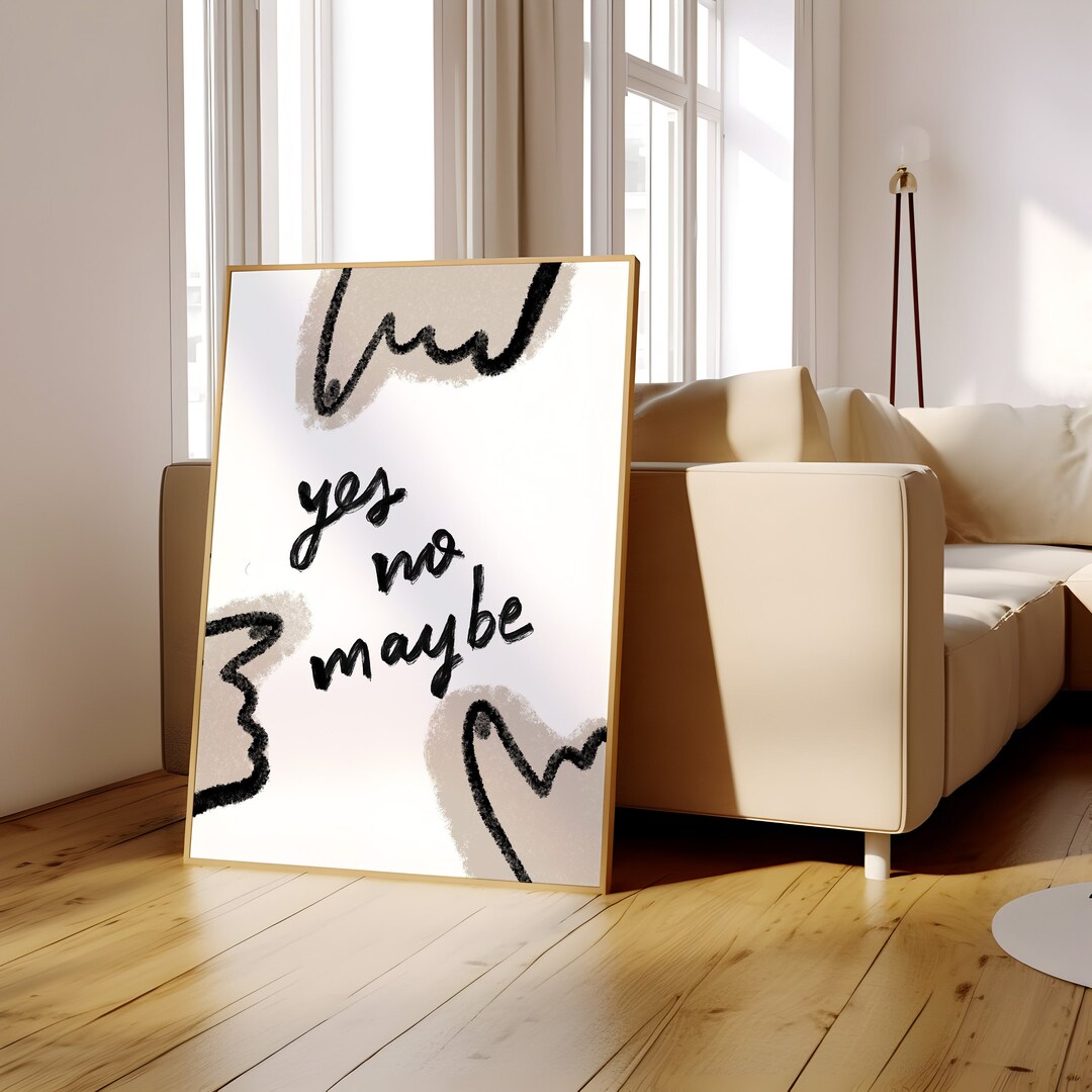 Yes No Maybe Lettering Poster - Abstract Scribbly Typography ...