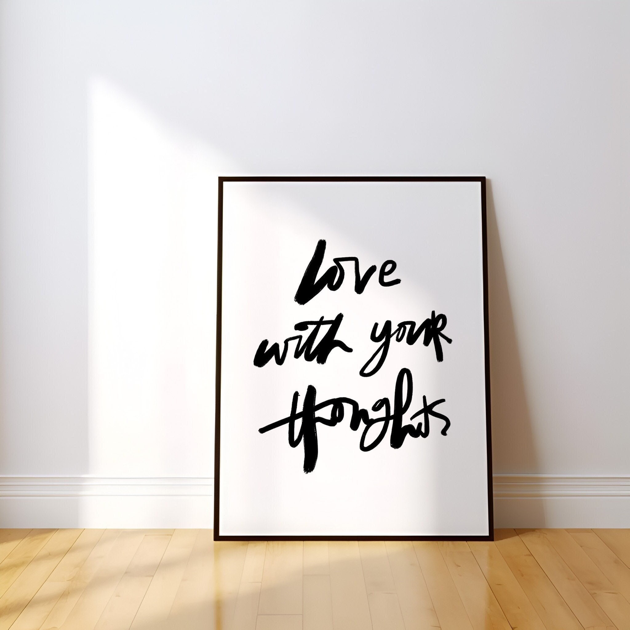 Love Quote Typography Poster - Black and White Brush Stroke Print ...