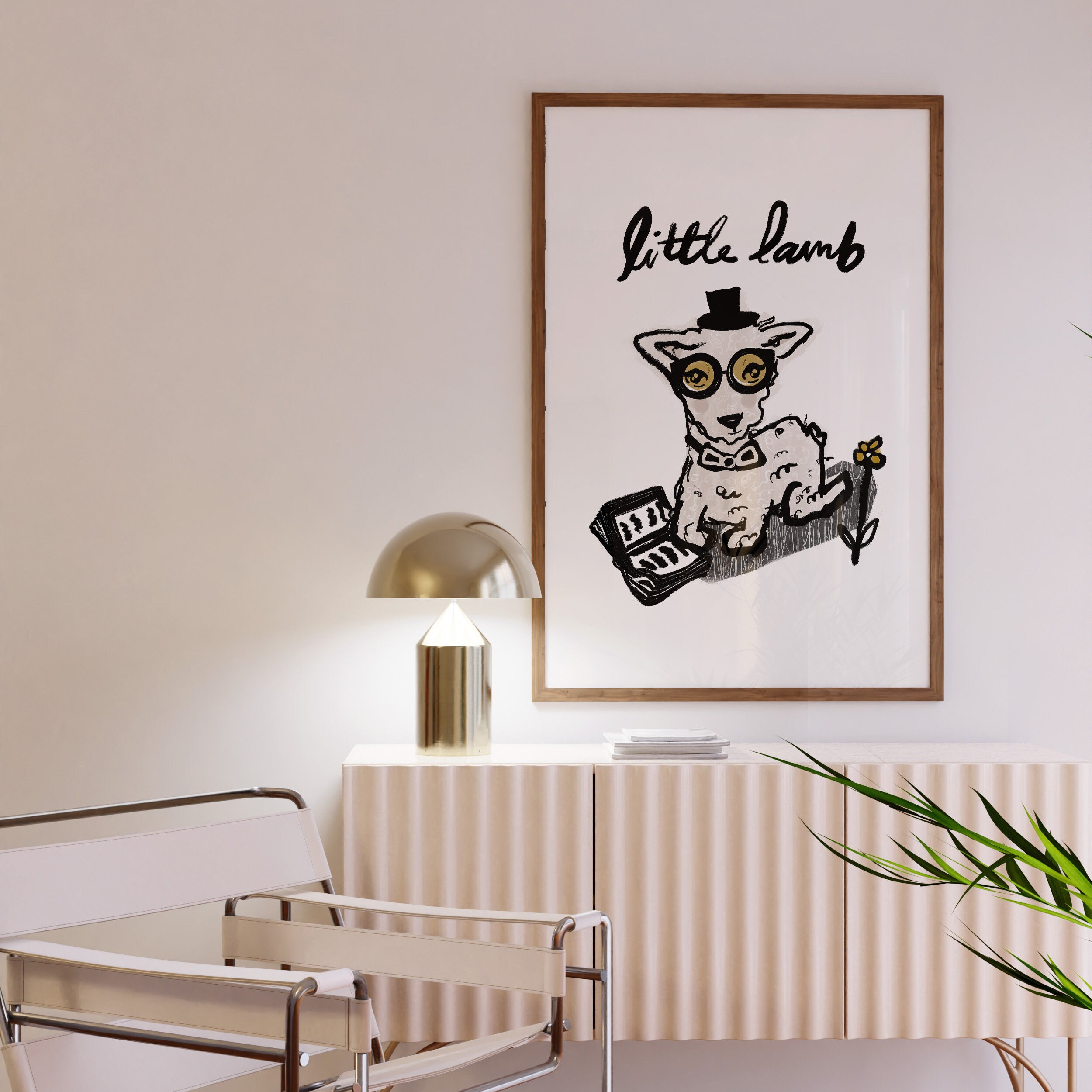 Little Lamb Animal Character Poster - Children's Nursery Illustration ...