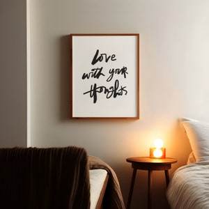 Love Quote Typography Poster - Black and White Brush Stroke Print ...