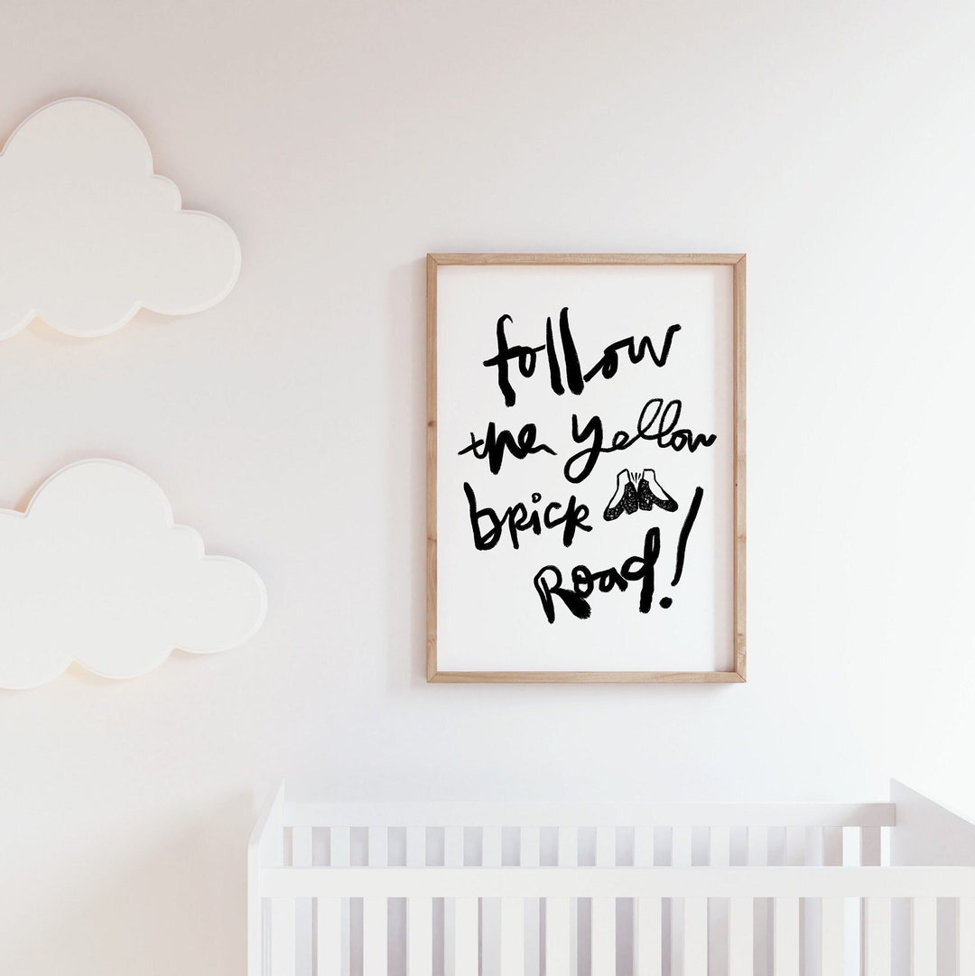 Follow the Yellow Brick Road Calligraphy Poster - Scribble Lettering ...