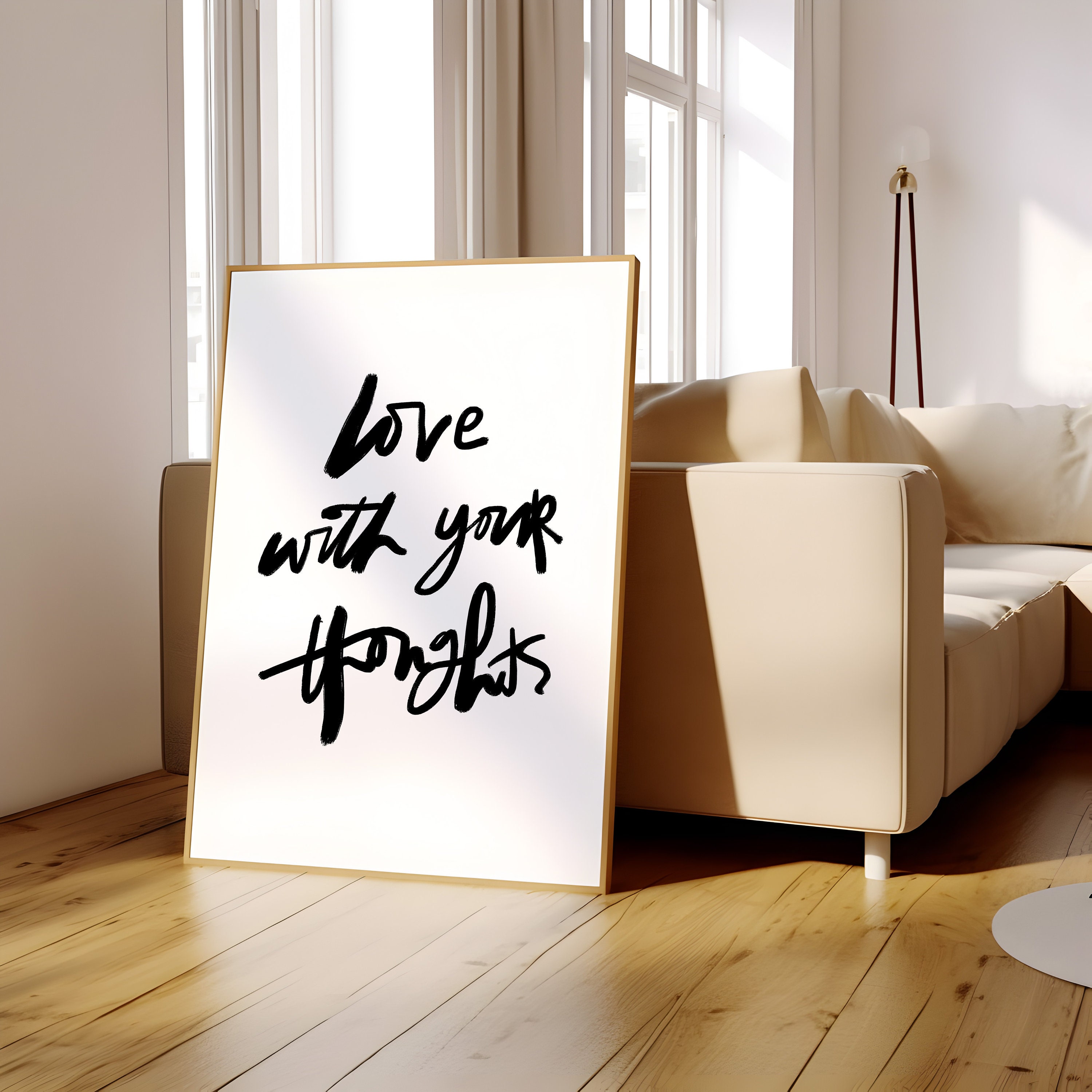 Love Quote Typography Poster - Black and White Brush Stroke Print ...