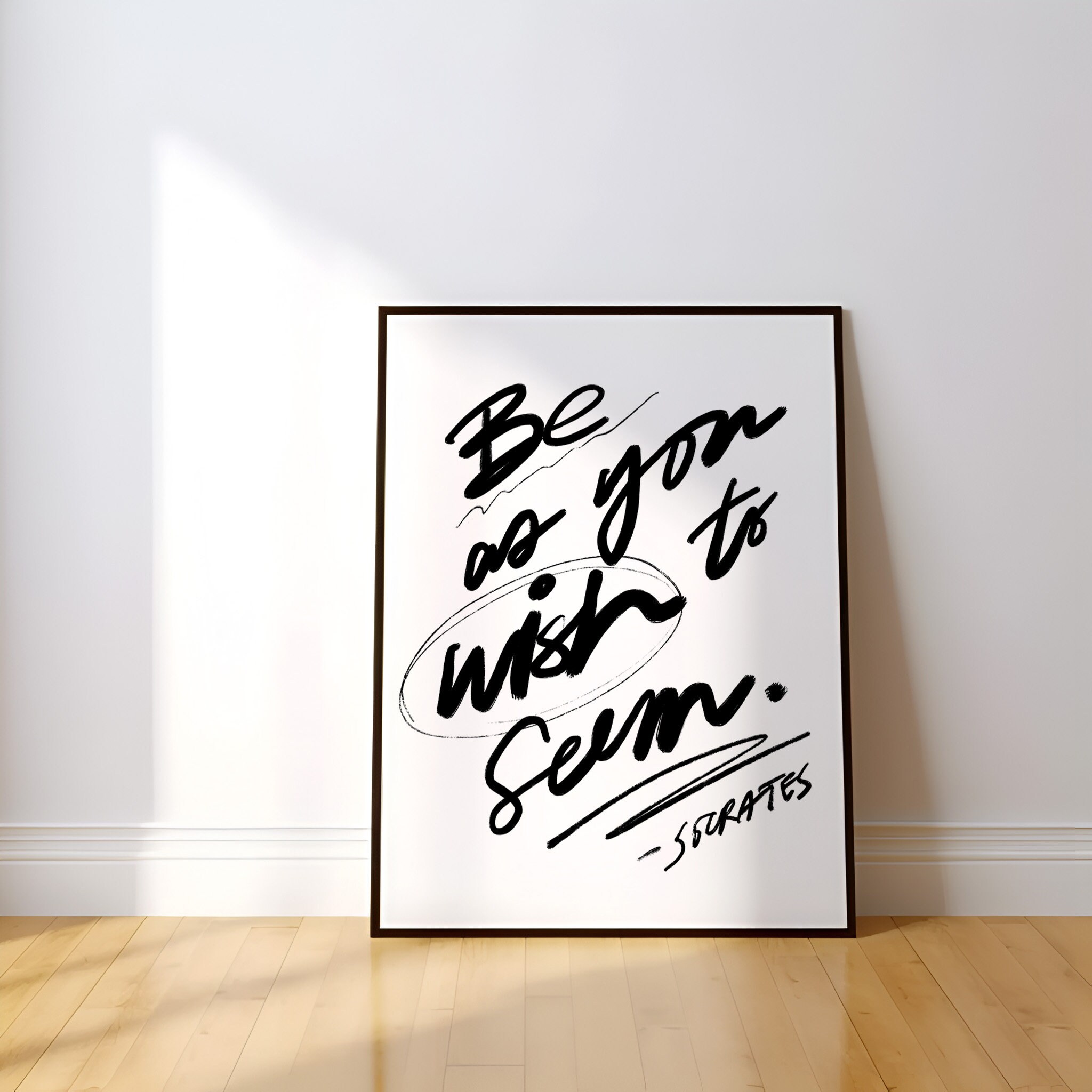 Socrates Inspirational Quote Poster - Lettering Typography Graphic Wall ...