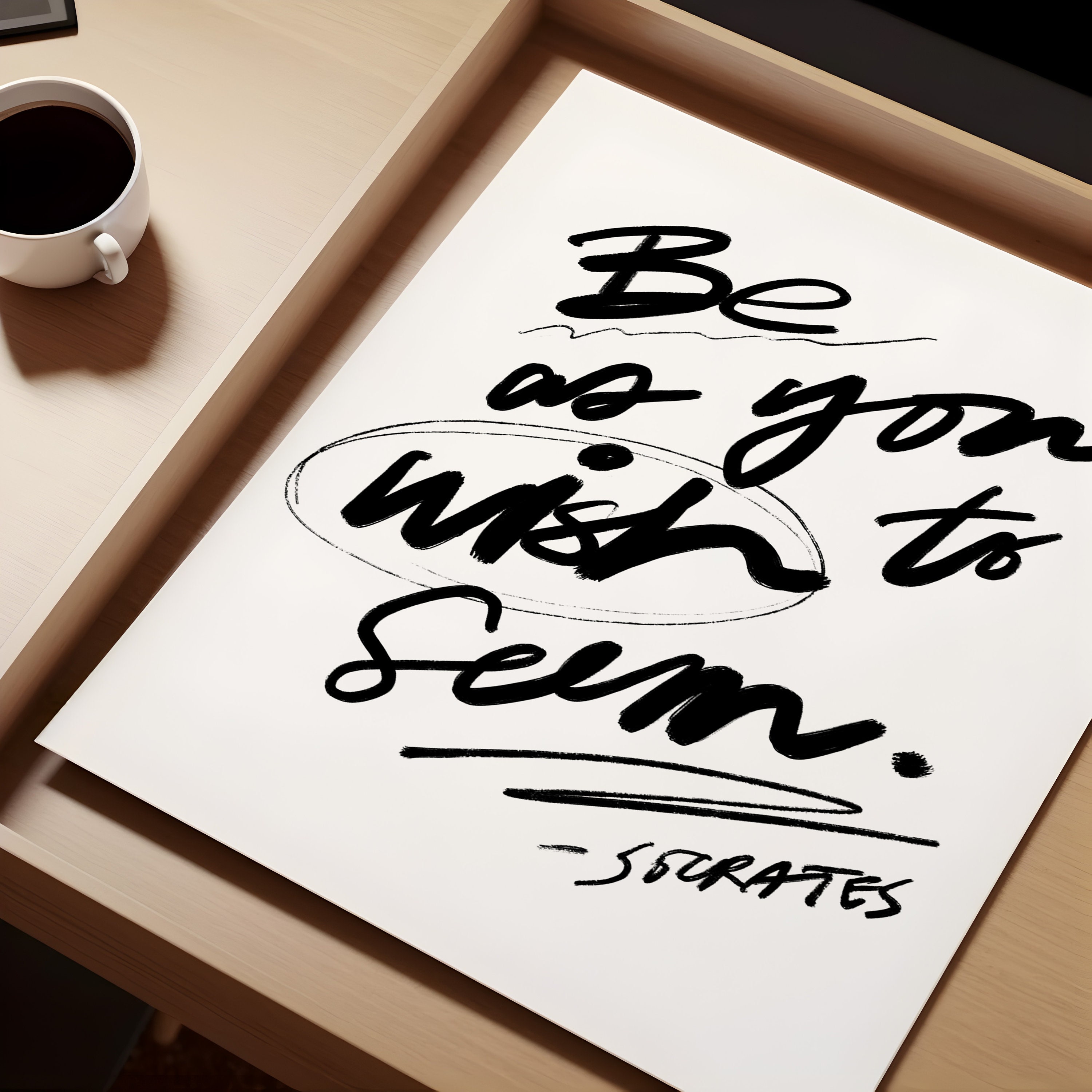 Socrates Inspirational Quote Poster - Lettering Typography Graphic Wall ...