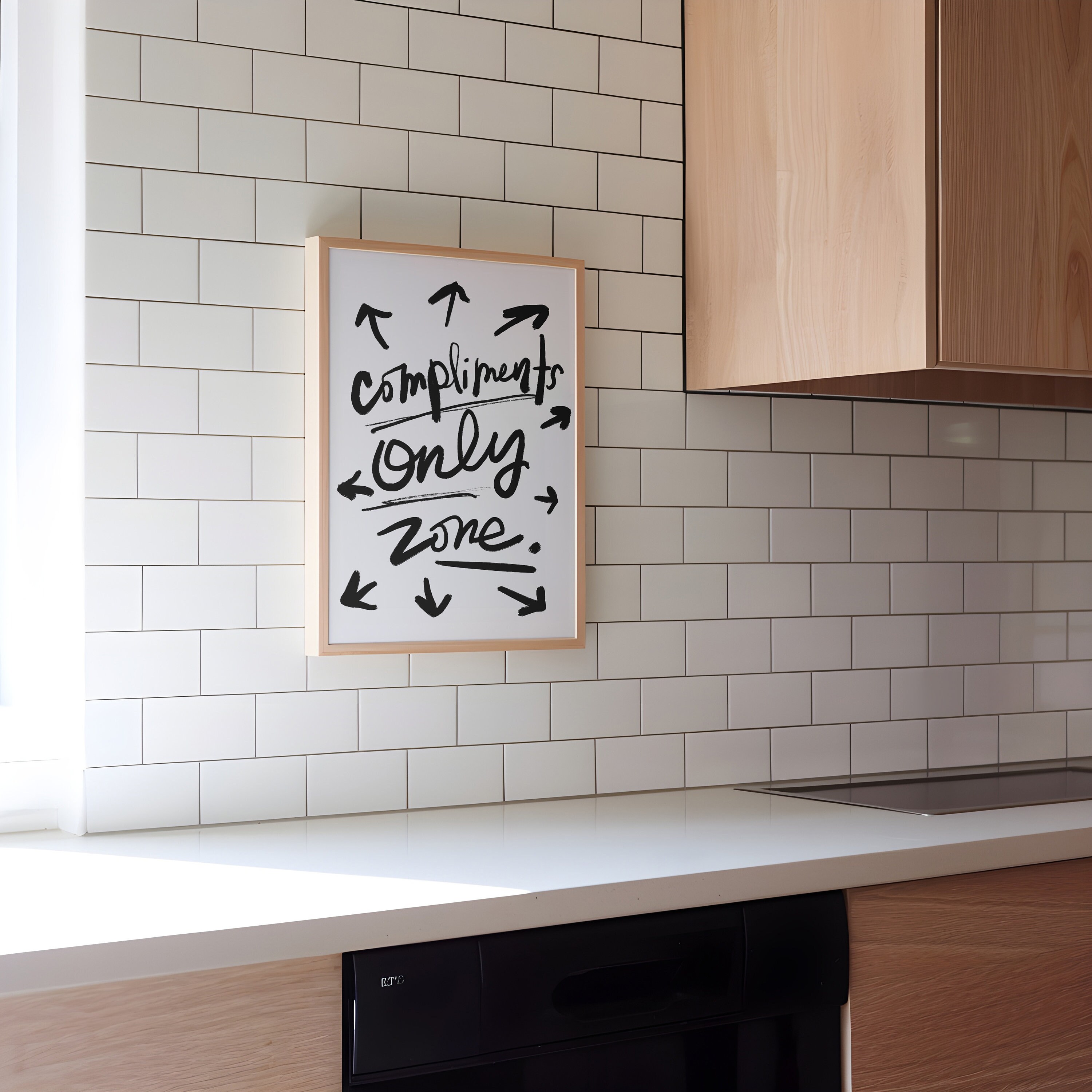 Compliments Only Poster - Scribbly Quote Lettered Typography Wall Art ...