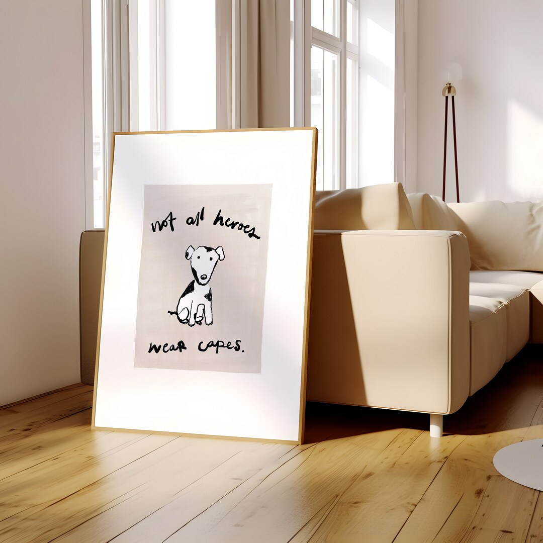 Minimal Dog Sketch Poster - Retro Line Art Wall Art - Not All Heroes ...